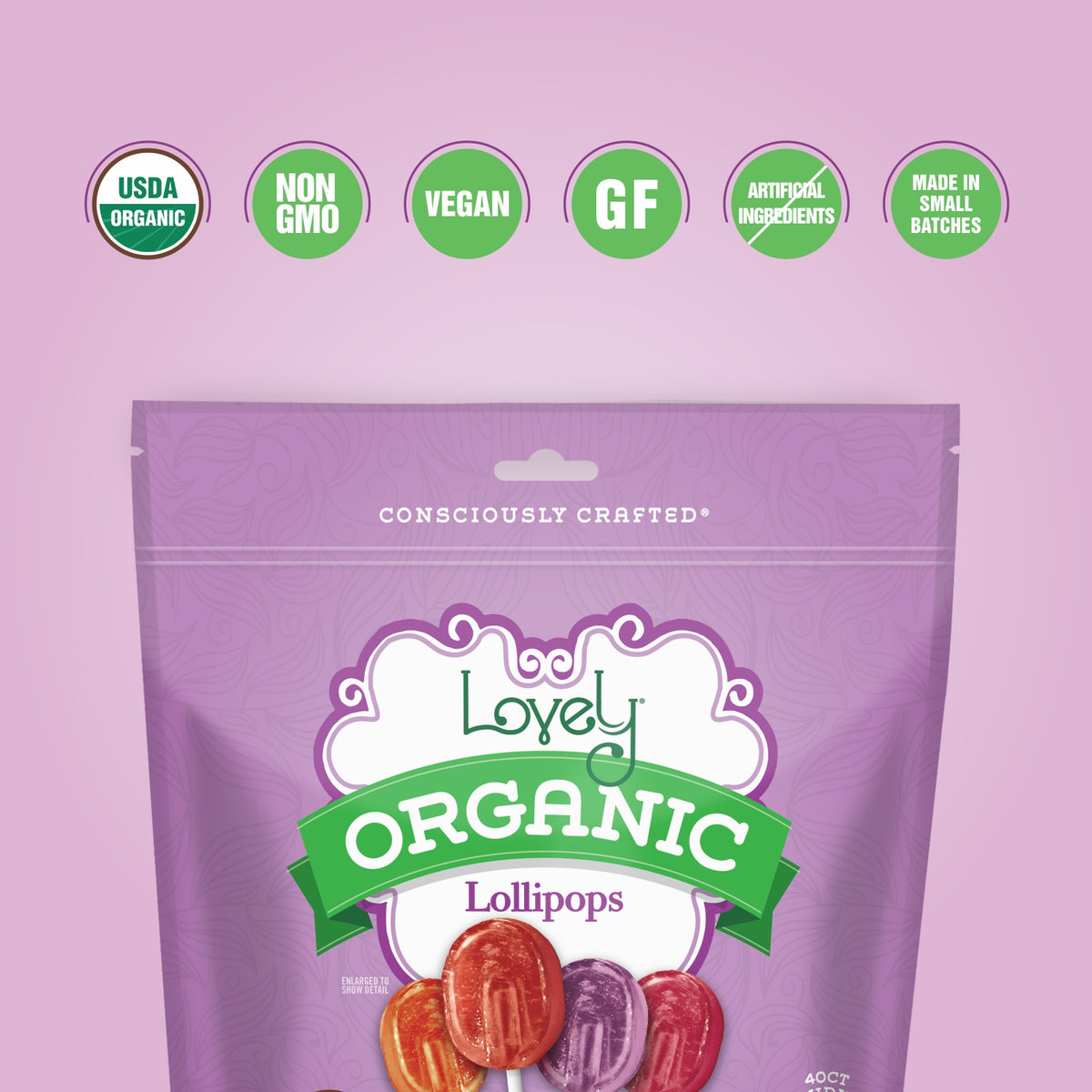 Organic Lollipops 7 oz | Gluten Free Candy | Lovely Candy Company